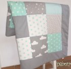 Patchworkdecke grau-mint