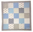 Patchworkdecke grau-blau 100